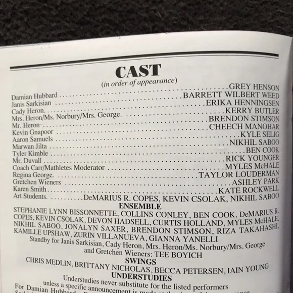 Playbill Mean Girls | Art | Mean Girls Broadway Musical Obc Autographed ...